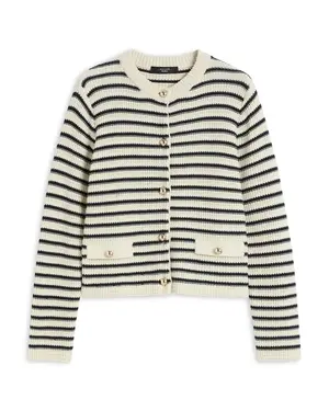 Max Mara Vodka Striped Cardigan Sweater - Navy