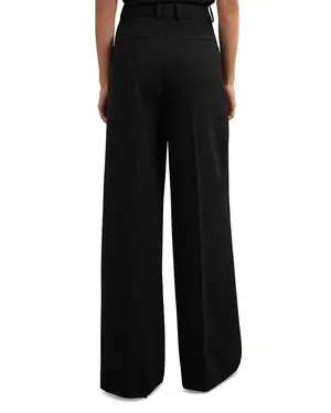 REISS Gabi Wide Leg Trousers - Black