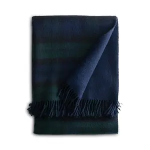 PRINCE OF SCOTS Tartan Reversible Double Merino Wool Throw - Black Watch