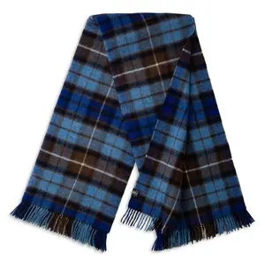 PRINCE OF SCOTS Tartan Reversible Double Merino Wool Throw - Blue Buchanan