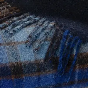 PRINCE OF SCOTS Tartan Reversible Double Merino Wool Throw - Blue Buchanan