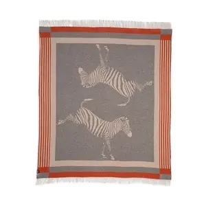 PRINCE OF SCOTS Savanna Equestrian Reversible Merino Wool Throw - Cream