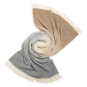 PRINCE OF SCOTS Whisper Ombre Merino Wool Throw - Fog