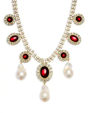 Aqua X Wuthering Heights Statement Necklace - Red/gold