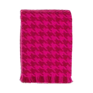 PRINCE OF SCOTS Houndstooth Naturally Weighted Wool Throw - Pink