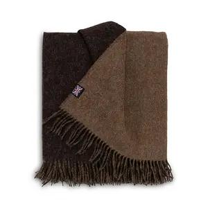 PRINCE OF SCOTS The Gentle Collection Reversible Double Cloth Lambswool Throw - Mocha/brown