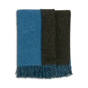 PRINCE OF SCOTS The Gentle Collection Reversible Double Cloth Lambswool Throw - Sea/green