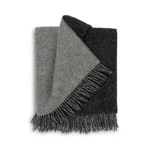 PRINCE OF SCOTS The Gentle Collection Reversible Double Cloth Lambswool Throw - Silver/grey