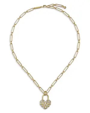 Ted Baker London Paris Statement Pave Crystal Padlock Pendant Necklace - Gold Tone