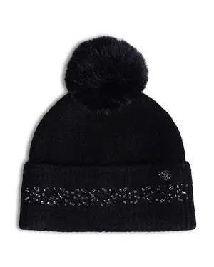 Ted Baker London Embellished Beanie & Gloves Set - Black
