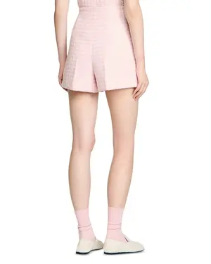 Sandro Sequin Check Tweed Shorts