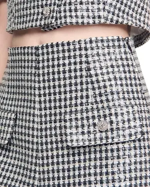 Sandro Sequin Houndstooth Tweed Shorts