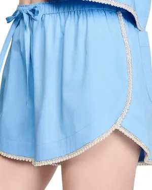 Sandro Beaded Trim Cotton Shorts