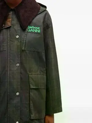 GANNI Patchwork Hooded Jacket - Green