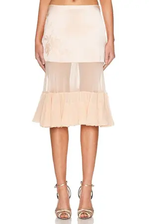 MIRROR PALAIS Matte Silk Chiffon Crinoline Skirt - Honey