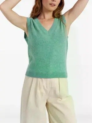 Chinti & Parker V-neck Cashmere Top - Green