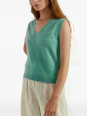 Chinti & Parker V-neck Cashmere Top - Green
