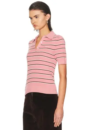 Miu Miu Striped Polo Top - Rosa