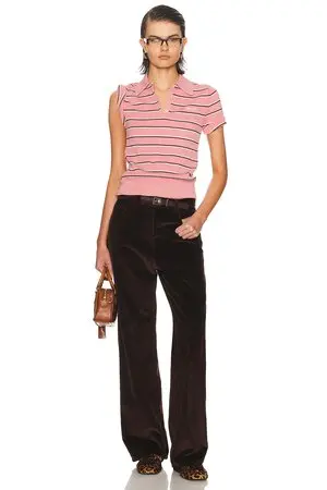 Miu Miu Striped Polo Top - Rosa