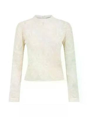 Farm Rio Embroidered Mock Neck Blouse