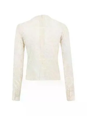 Farm Rio Embroidered Mock Neck Blouse