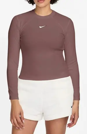 Nike Chill Raglan Sleeve Rib & Jersey Top - Tattoo/sail