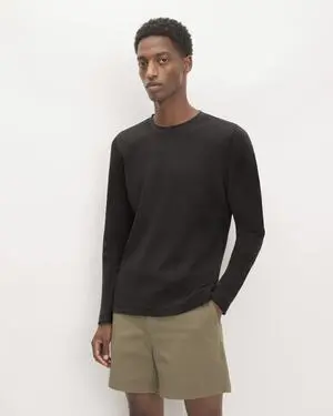 Everlane Waffle Long-Sleeve Crew Tee Black