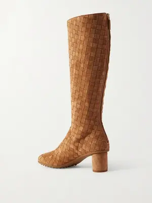 Bottega Veneta Atomic Intrecciato Suede Knee Boots - Brown