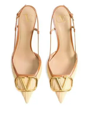 Valentino Garavani Vlogo Signature Slingback Pumps - Neutrals