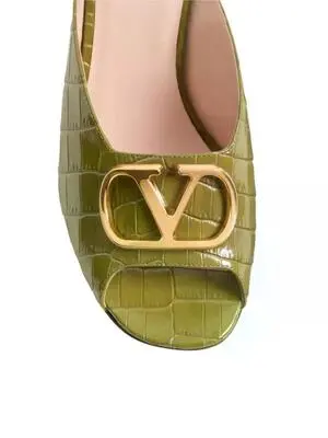 Valentino Garavani Vlogo Crocodile-effect Block Heel Sandals