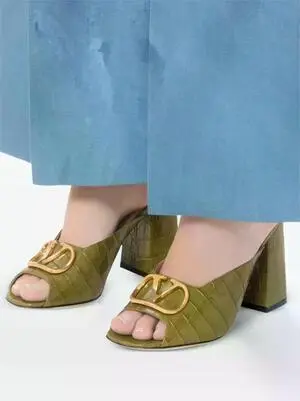 Valentino Garavani Vlogo Crocodile-effect Block Heel Sandals