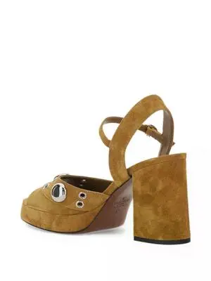 Valentino Garavani Nellcôte Platform Sandals In Split Leather 90mm - Brown