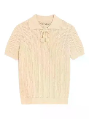 Valentino Garavani Cotton Knitted Polo Top - Neutrals
