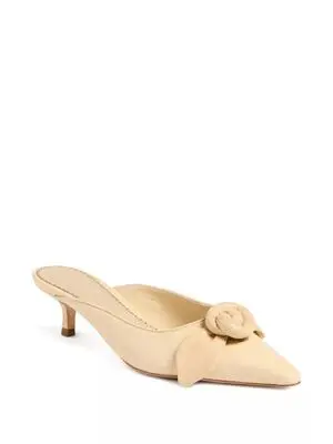 Cinq À Sept Layla Heel Mules With Rose Detail - Neutrals