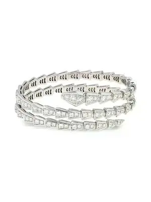 BVLGARI 18k White Gold Serpenti Viper Diamond Bracelet - Silver