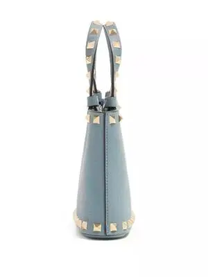 Valentino Garavani Rockstud Mini Shopping Bag In Grainy Calfskin - Blue
