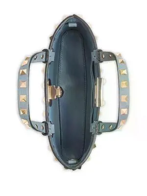 Valentino Garavani Rockstud Mini Shopping Bag In Grainy Calfskin - Blue