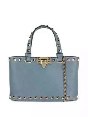 Valentino Garavani Rockstud Mini Shopping Bag In Grainy Calfskin - Blue