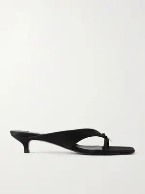 TOTEME Bow-detailed Satin Sandals - Black