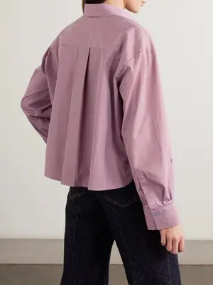 TWP J. D. Cropped Striped Cotton-poplin Shirt - Pink