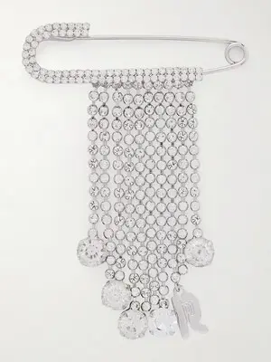 Rabanne Tone Crystal Brooch - Silver