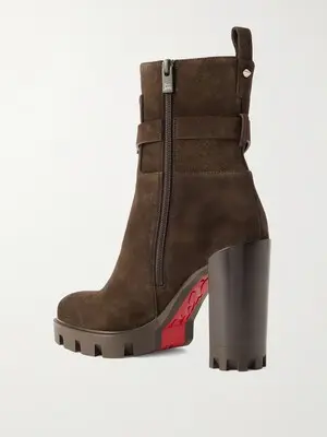 CHRISTIAN LOUBOUTIN Dianouchette 100 Buckled Suede Ankle Boots