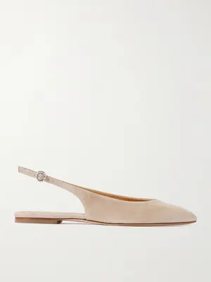 AeydĒ Amelia Suede Slingback Ballet Flats - Neutrals