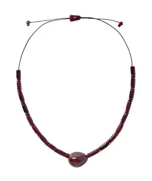 HUNTING SEASON The Choker Tagua And Leather Necklace - Burgundy