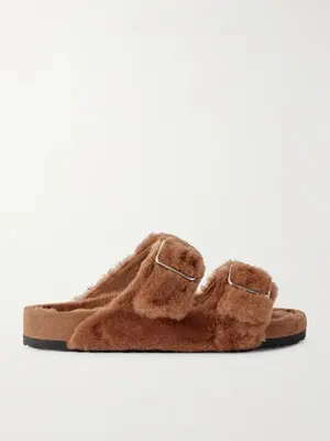 BIRKENSTOCK Arizona Shearling Sandals - Brown