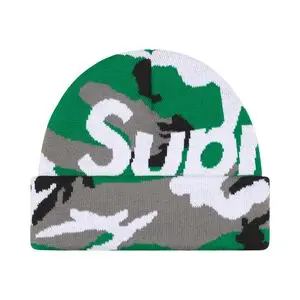 Supreme Camo Big Logo Beanie - Green