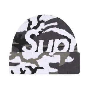 Supreme Camo Big Logo Beanie - White