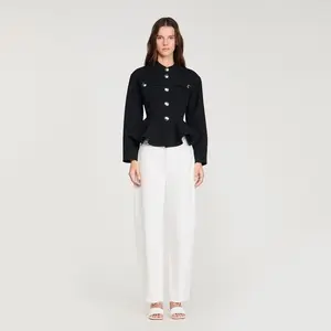 Sandro Cropped Ruffled Peplum Jacket