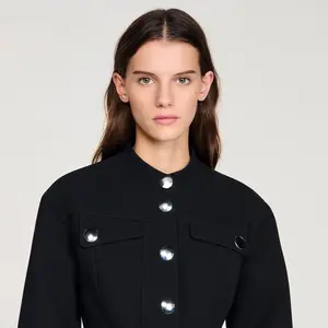 Sandro Cropped Ruffled Peplum Jacket