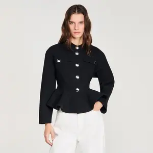 Sandro Cropped Ruffled Peplum Jacket